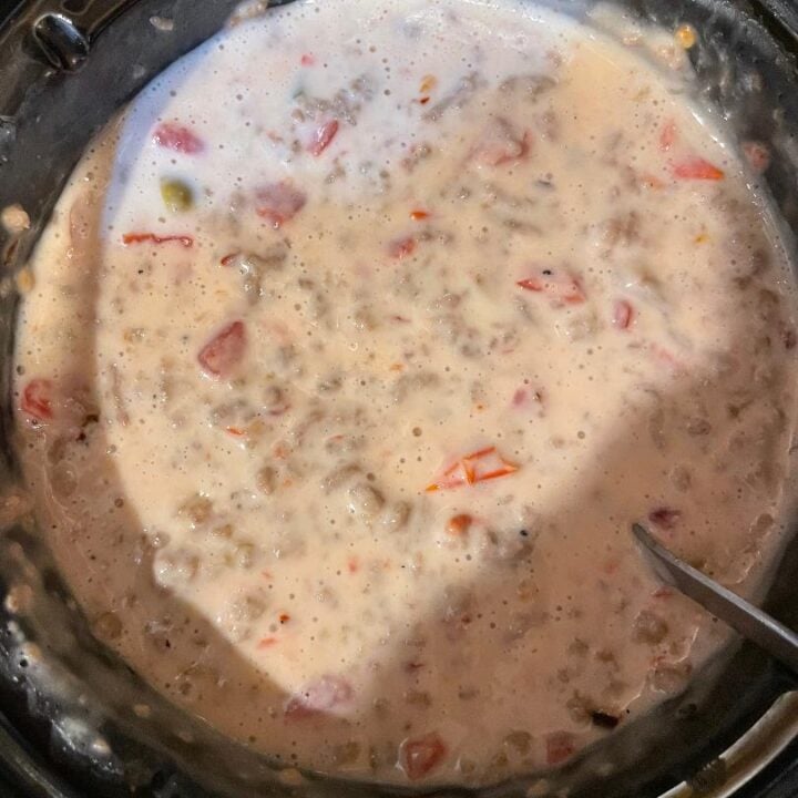 Crockpot Queso Blanco with Ground Turkey (Rotel Dip Favorite) - KMarie ...