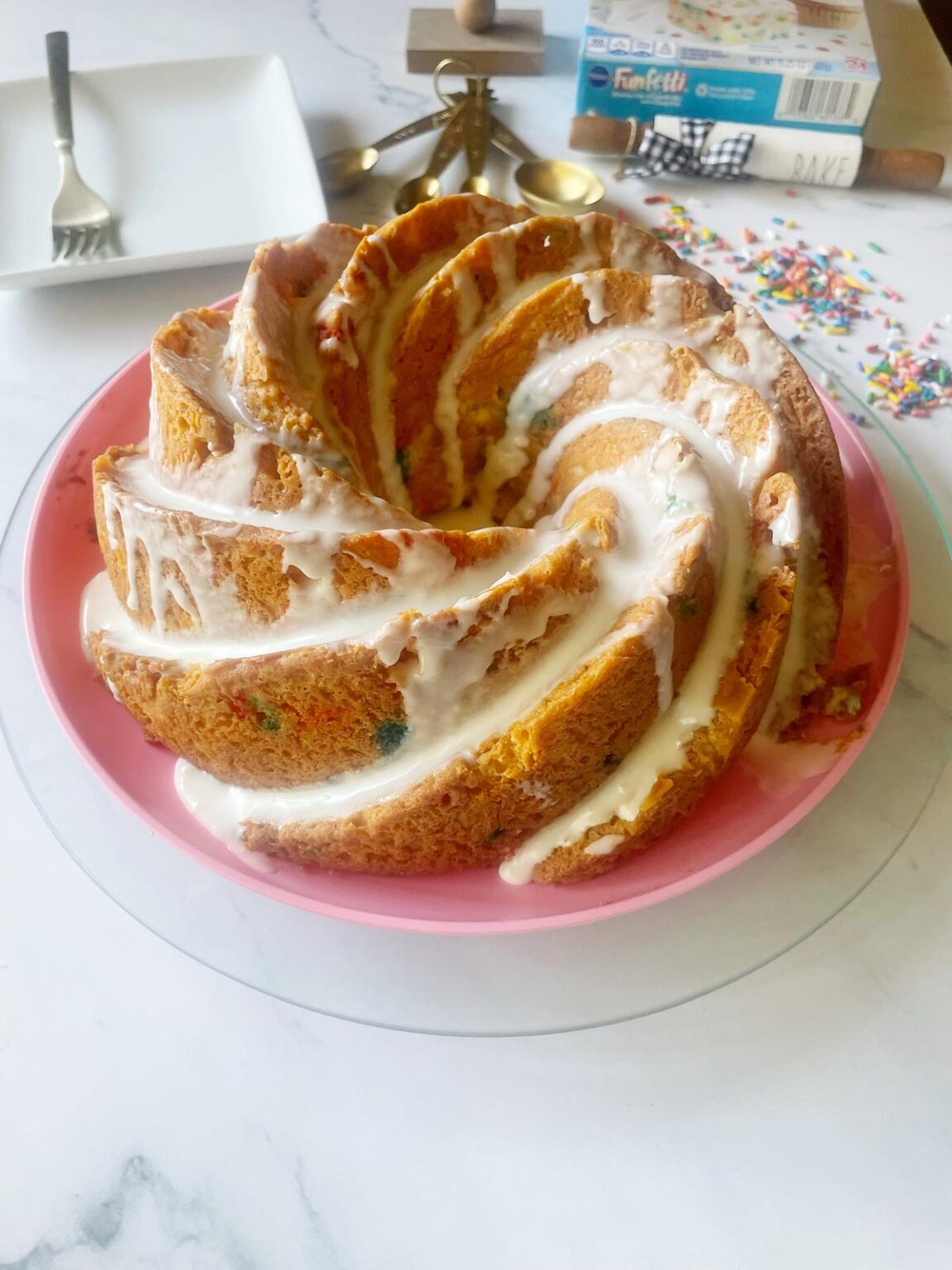 How to Make a Funfetti Bundt Cake from a Box Mix - KMarie Kitchen
